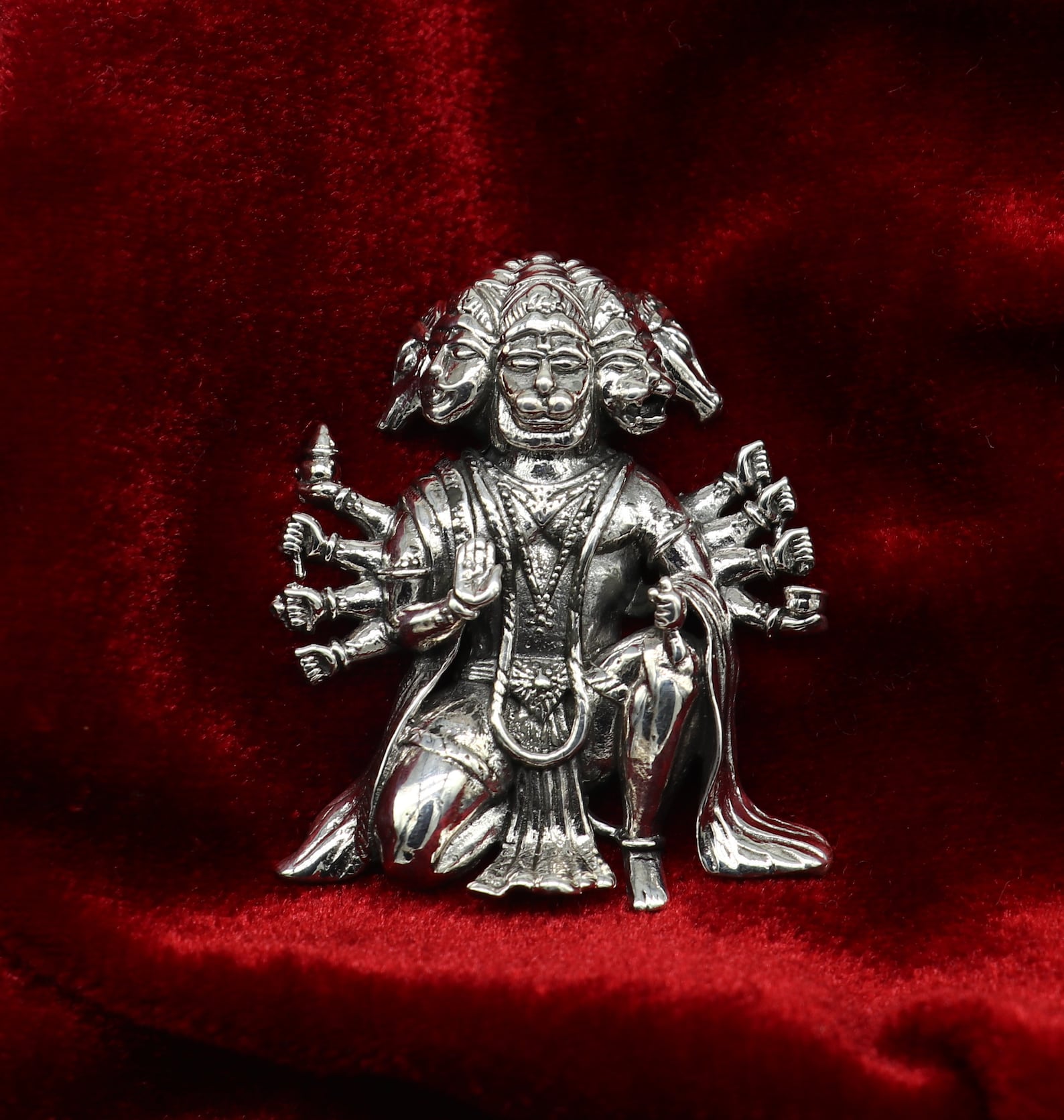 Pure 925 Sterling Silver Handmade Hindu God Lord Panchmukhi Hanuman ...