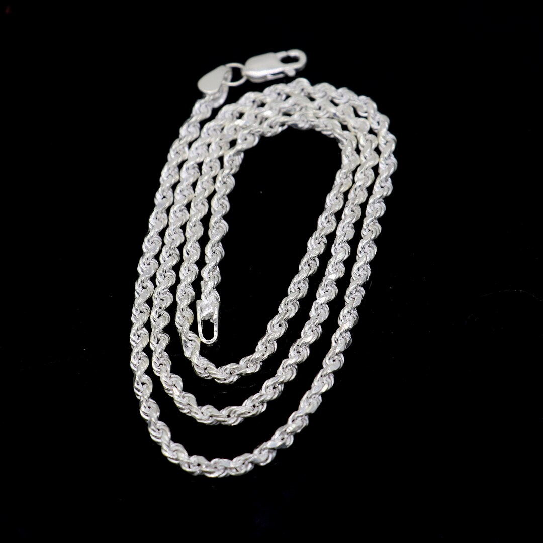 Trendy Style Solid 925 Sterling Silver 19" TO 21" Rope Chain 925 ...