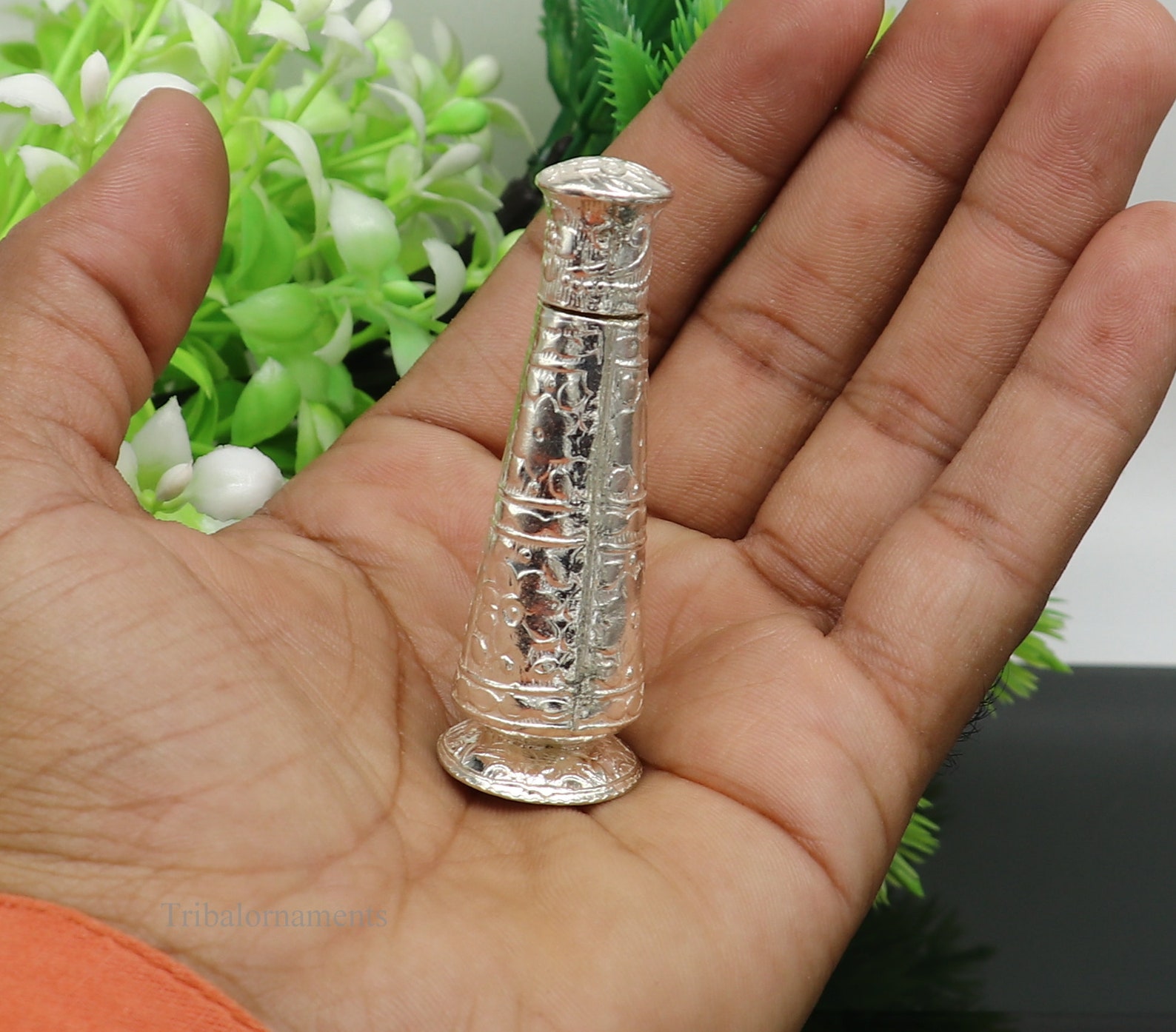 Vintage Antique Design 925 Sterling Silver Sindoor Box, Kumkum Box ...
