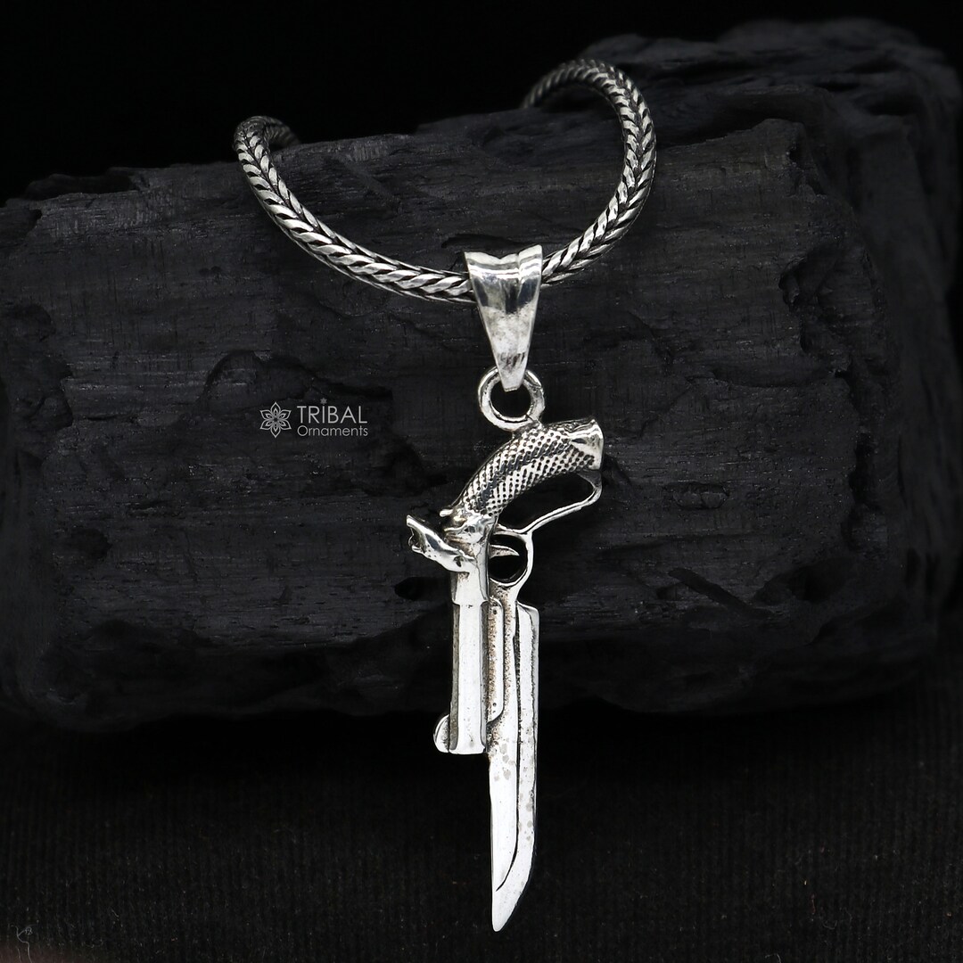 925 Sterling Silver Gun Pendant, Amazing Stylish Unique Pistole ...