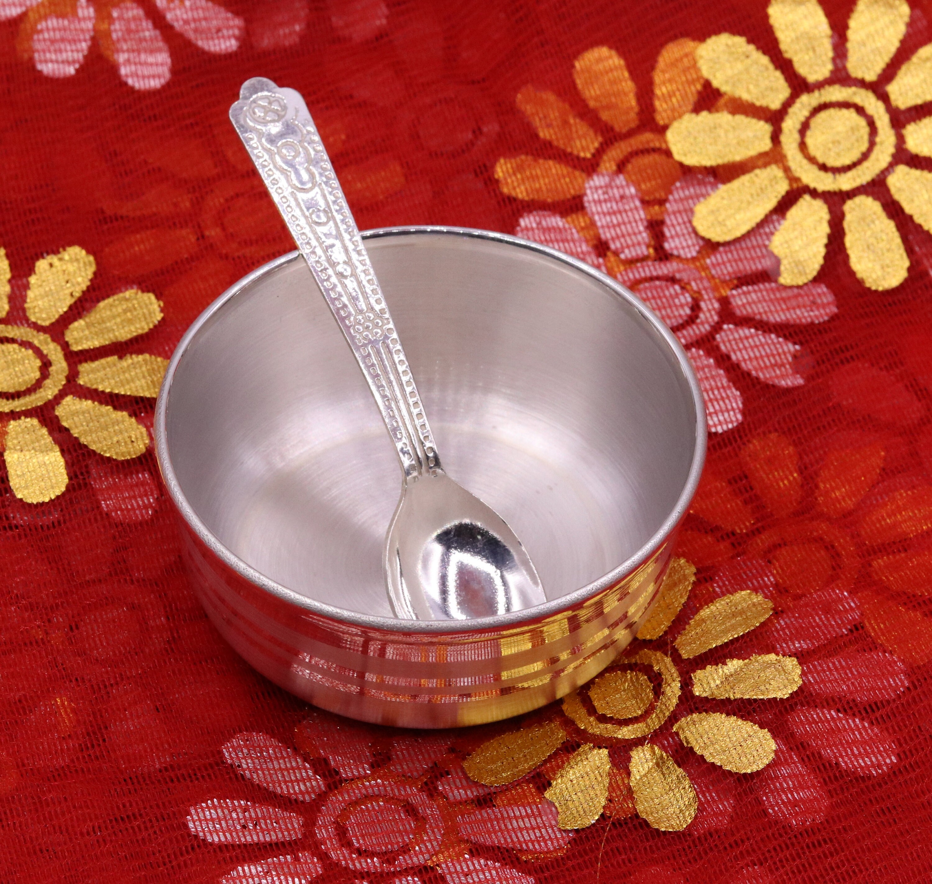 Handmade 99.9% Solid Pure Silver Baby Bowl With Small Spoon - Etsy