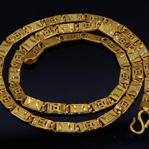 22 Inch Long 22kt Yellow Gold Handmade Navabi Nawabi Chain Necklace ...
