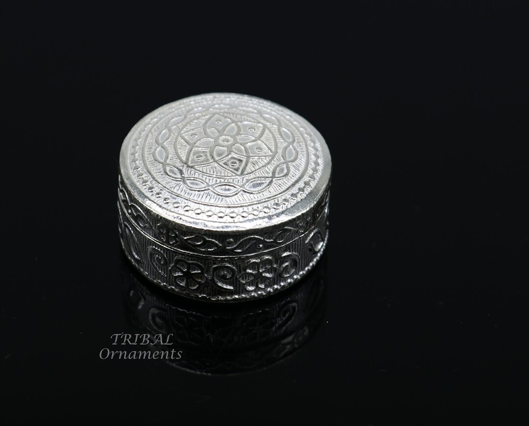 925 Sterling Silver Handmade Trinket Box, Eye Kajal Box, Container Box ...