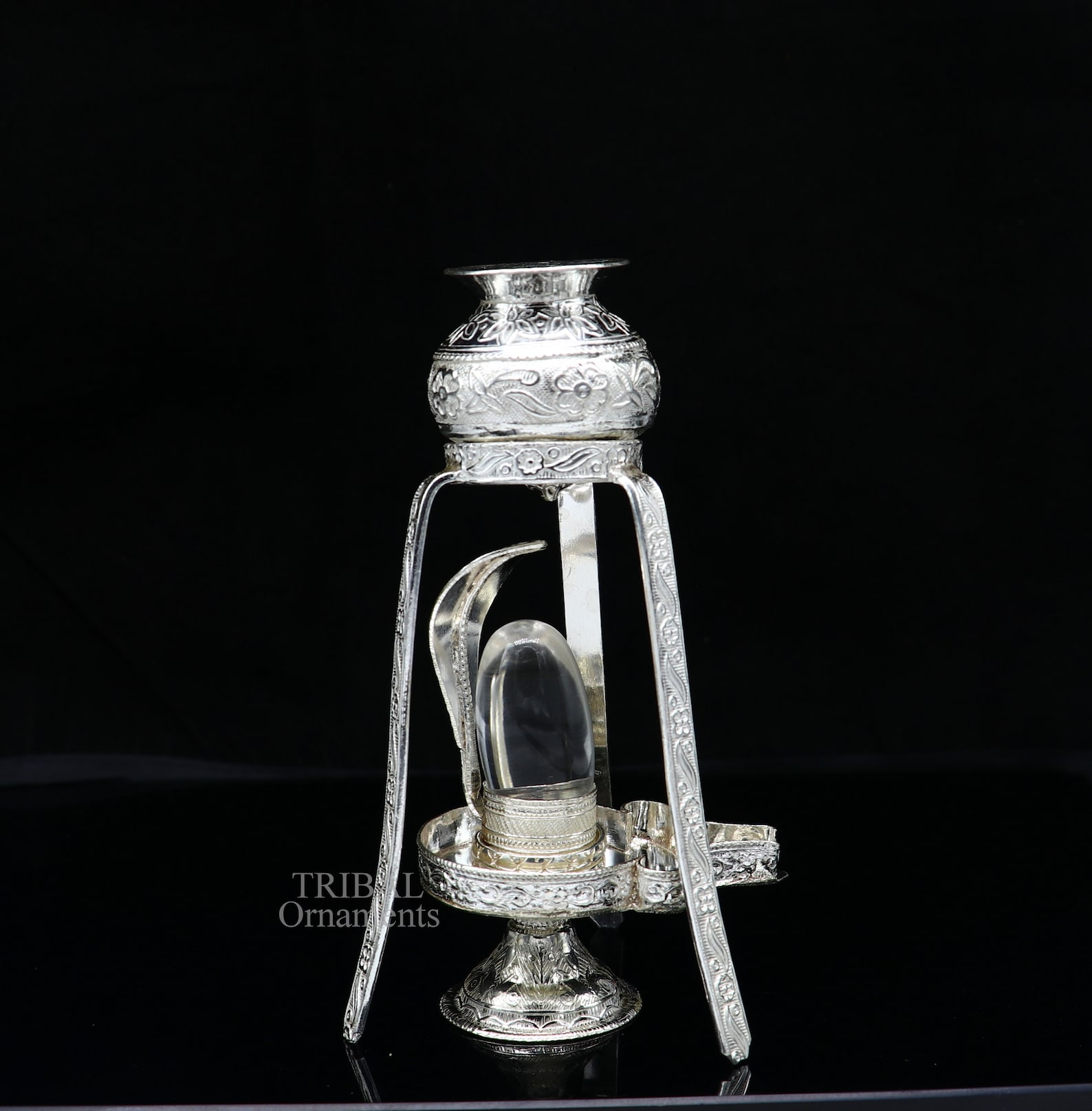925 Sterling Silver Lord Shiva Lingam Stand/ Jalheri, Use for Put/hold ...