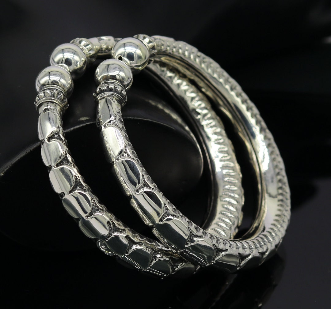 925 Sterling Silver Handmade Gorgeous Customized Work Bangle Bracelet