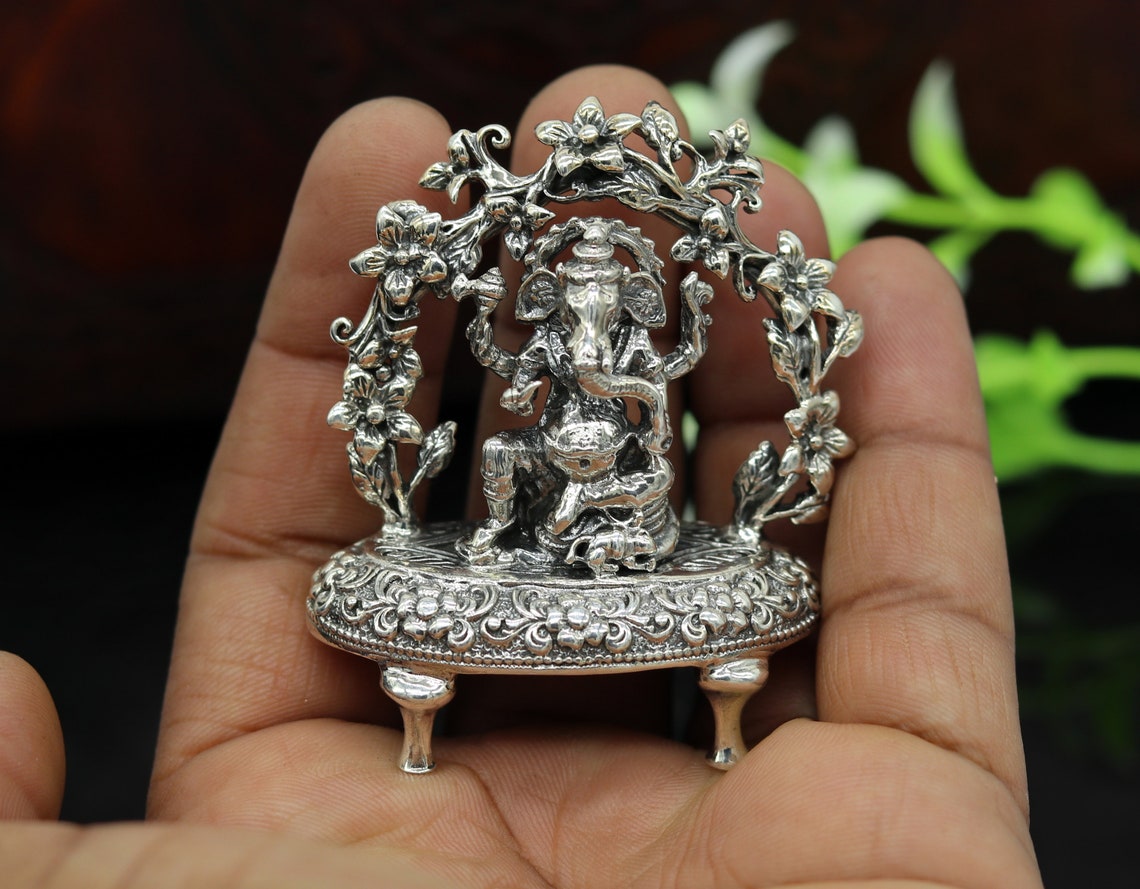 Buy 925 Sterling Silver Lord Ganesh Idol, Pooja Articles, Indian Silver ...