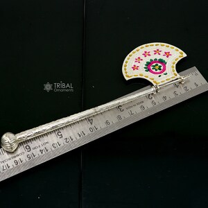 925 Sterling Silver Pankhi, Floral Design Small Fan or Pankhi for God ...