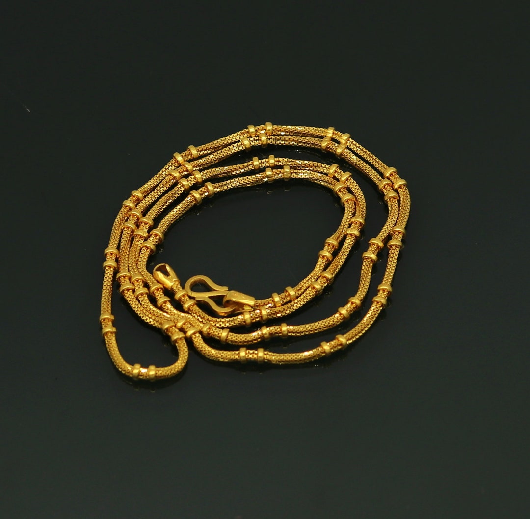 22kt Yellow Gold Handmade Solid Box Chain With Customized Design ...