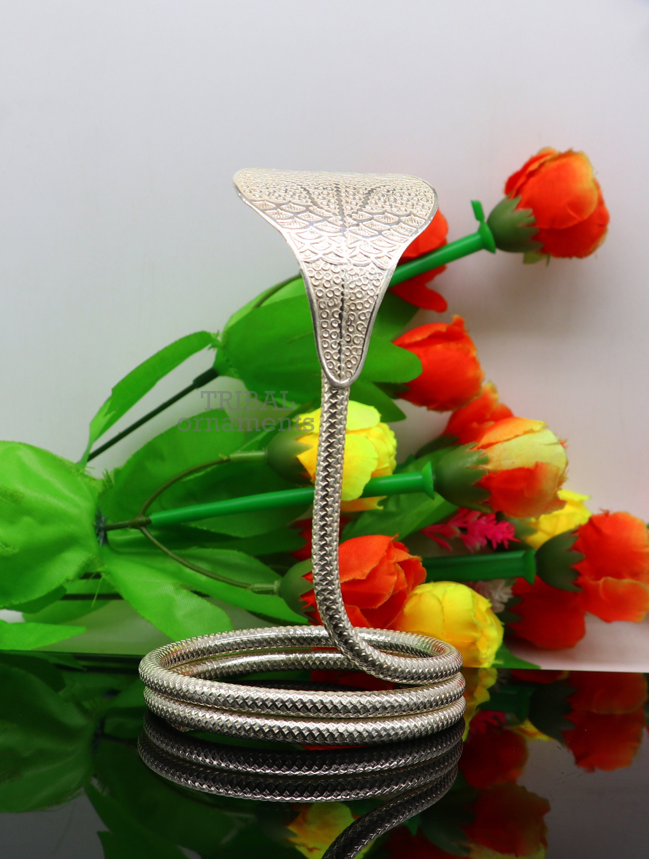 4" Shiva Snake Solid Silver Handmade Divine Vintage Style Mini Snake or ...