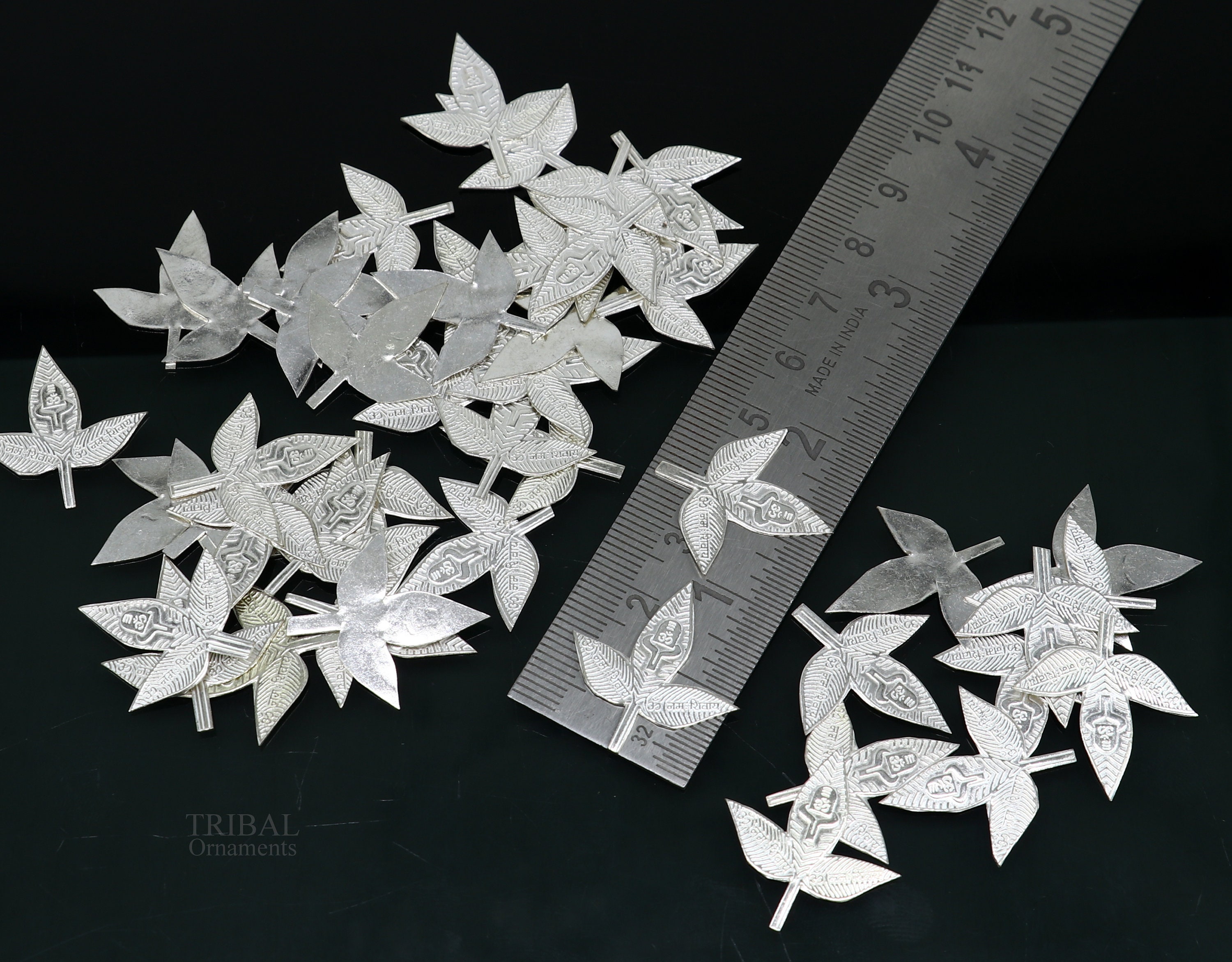 2.5 Cm Lord Shiva Bel Patra Solid Silver Handmade Solid Belva | Etsy