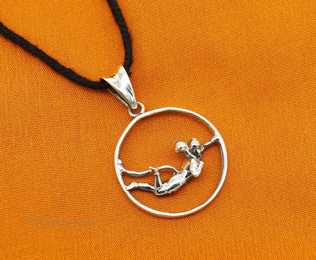 925 Sterling Silver Flying Hindu God Lord Hanuman Pendant, Bajarangbali ...