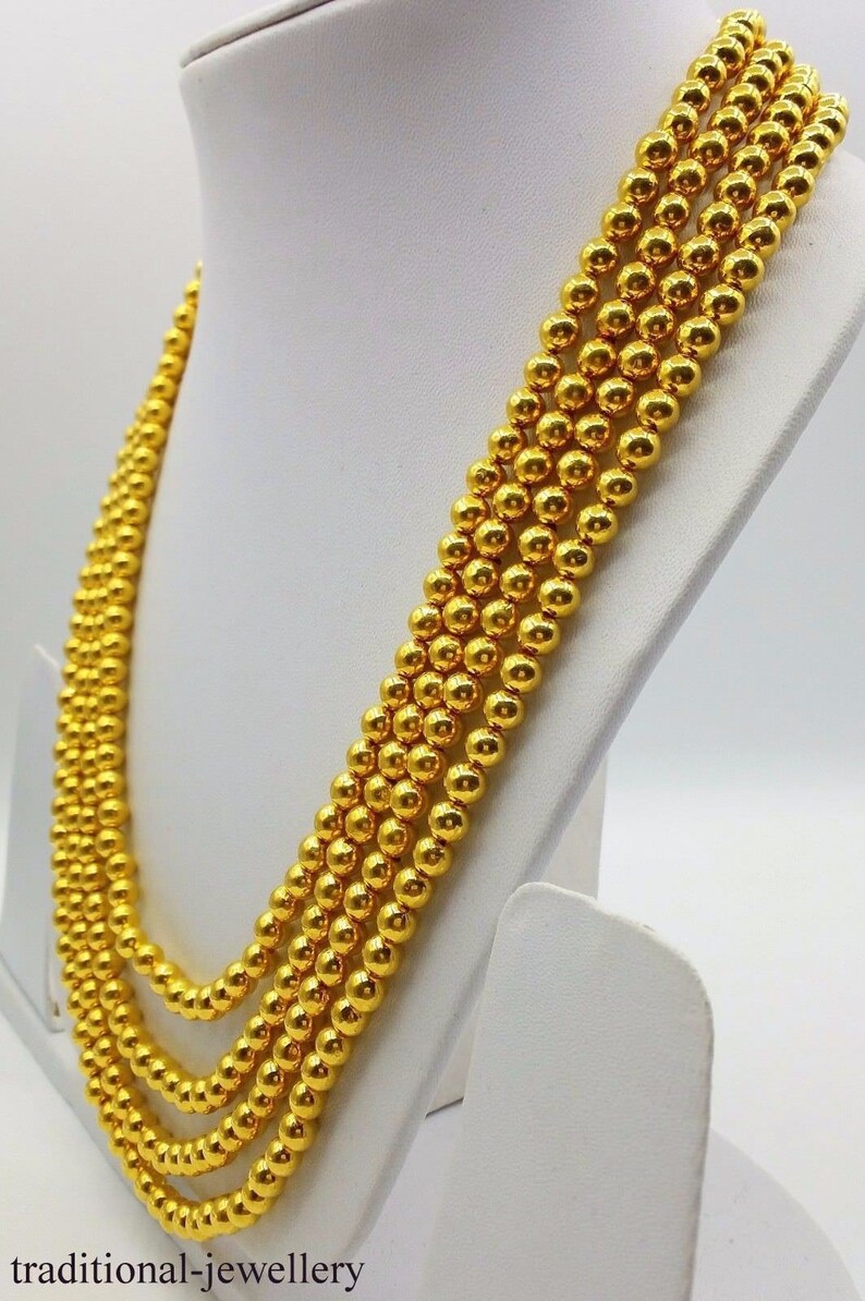 Beads Chain Wedding Gold Necklace 20k Yellow Gold Ball Chain 4 | Etsy