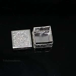 925 Sterling Silver Trinket Box, Kajal Box/casket Box Bridal Square ...