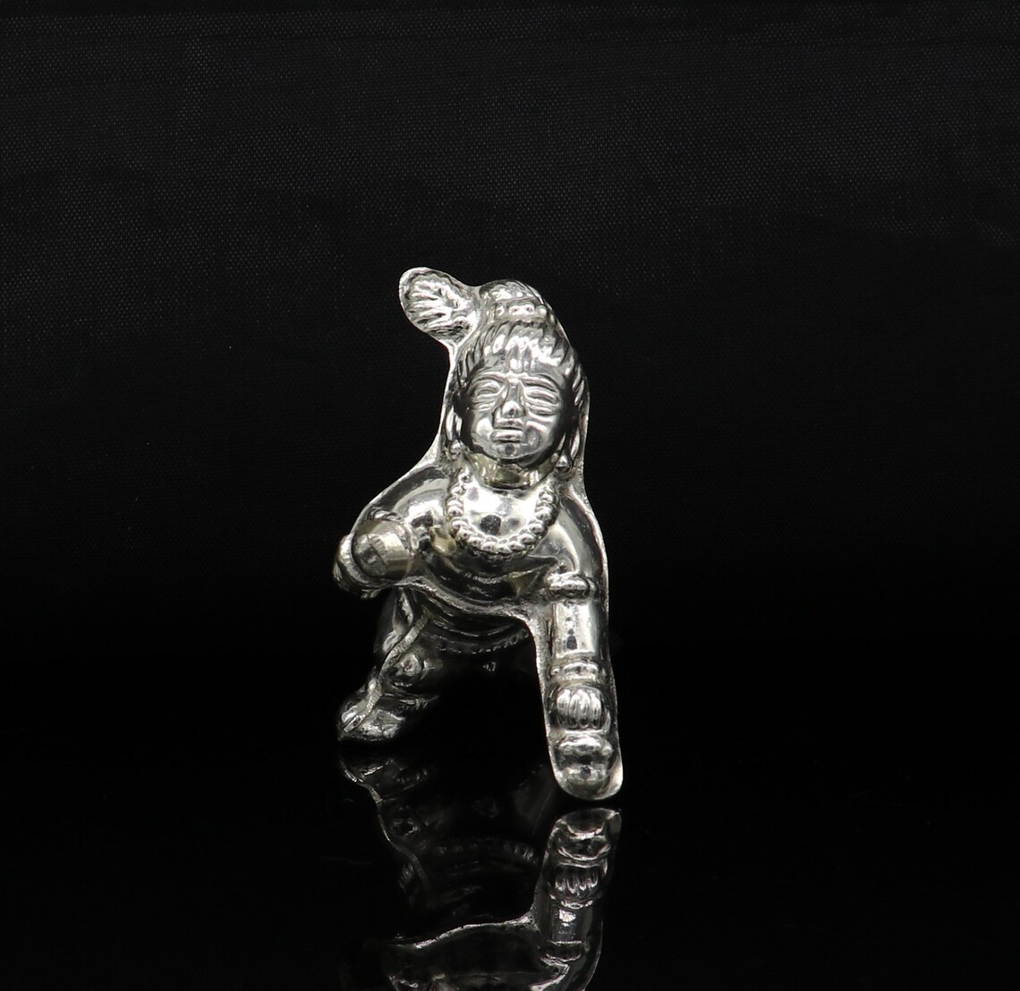 Solid Silver Handmade Indian Idol Little Baby Krishna, Ladu Gopal ...
