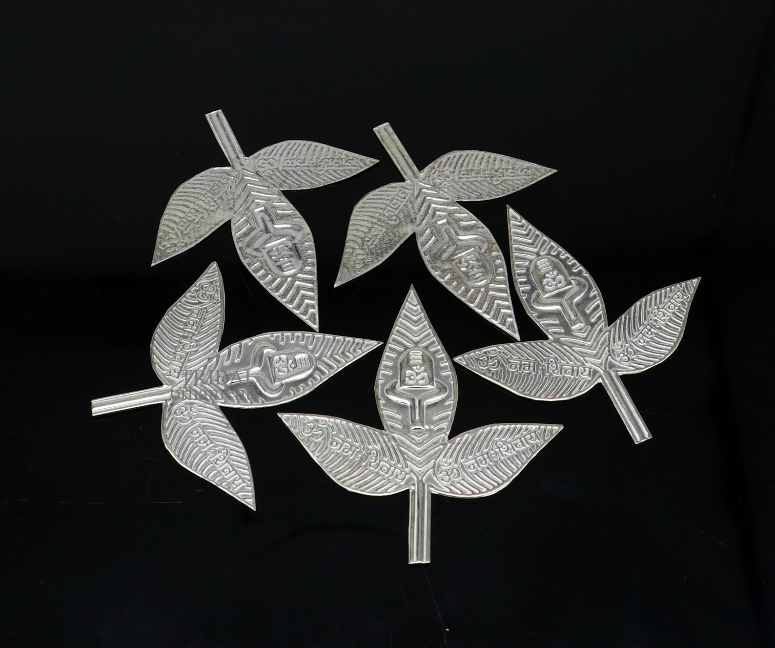 6.5cm Lord Shiva Bel Patra Solid Silver Handmade Solid Belva Patra ...