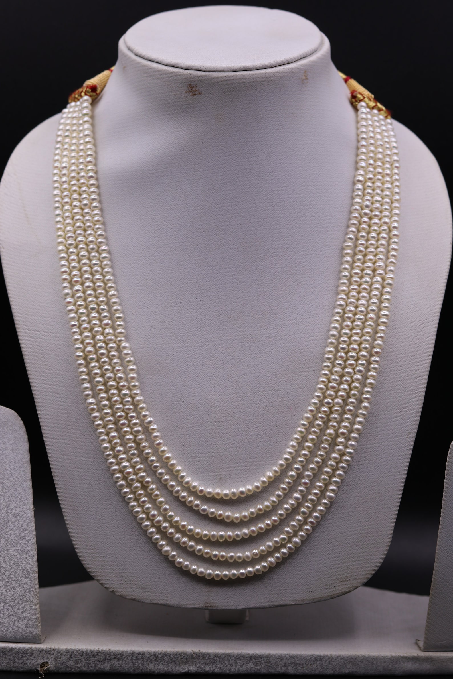 Natural Real Pearl Five Line Layer String Necklace Set Gorgeous Wedding ...