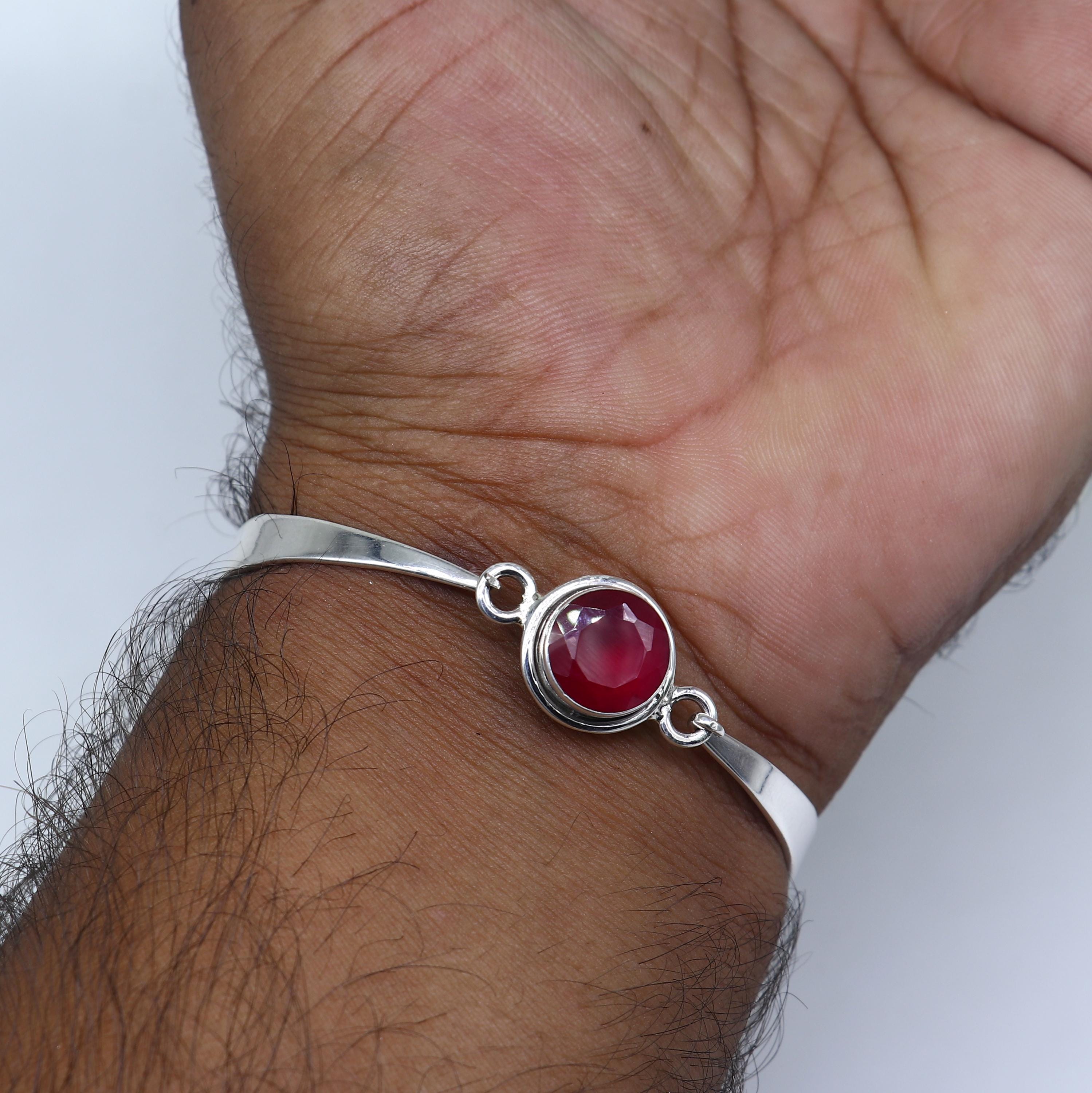 925 Sterling Silver Handmade Stone Design Stylish Kada 925 Sterling Silver Handmade Stone Design Stylish Kada