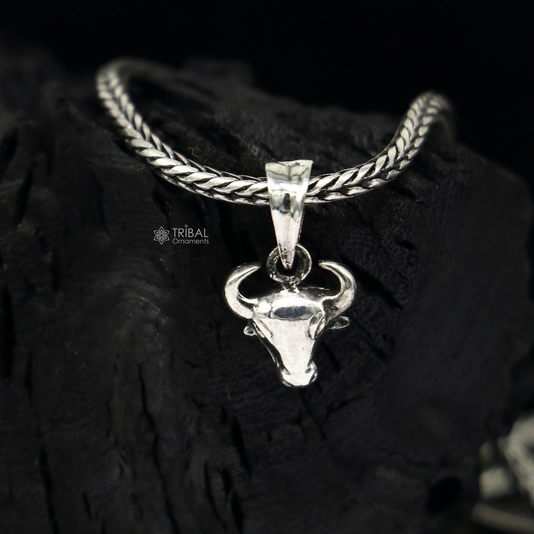 925 Pure Silver Divine BULL Face Pendant Best Gifting Pendant, Wheat ...