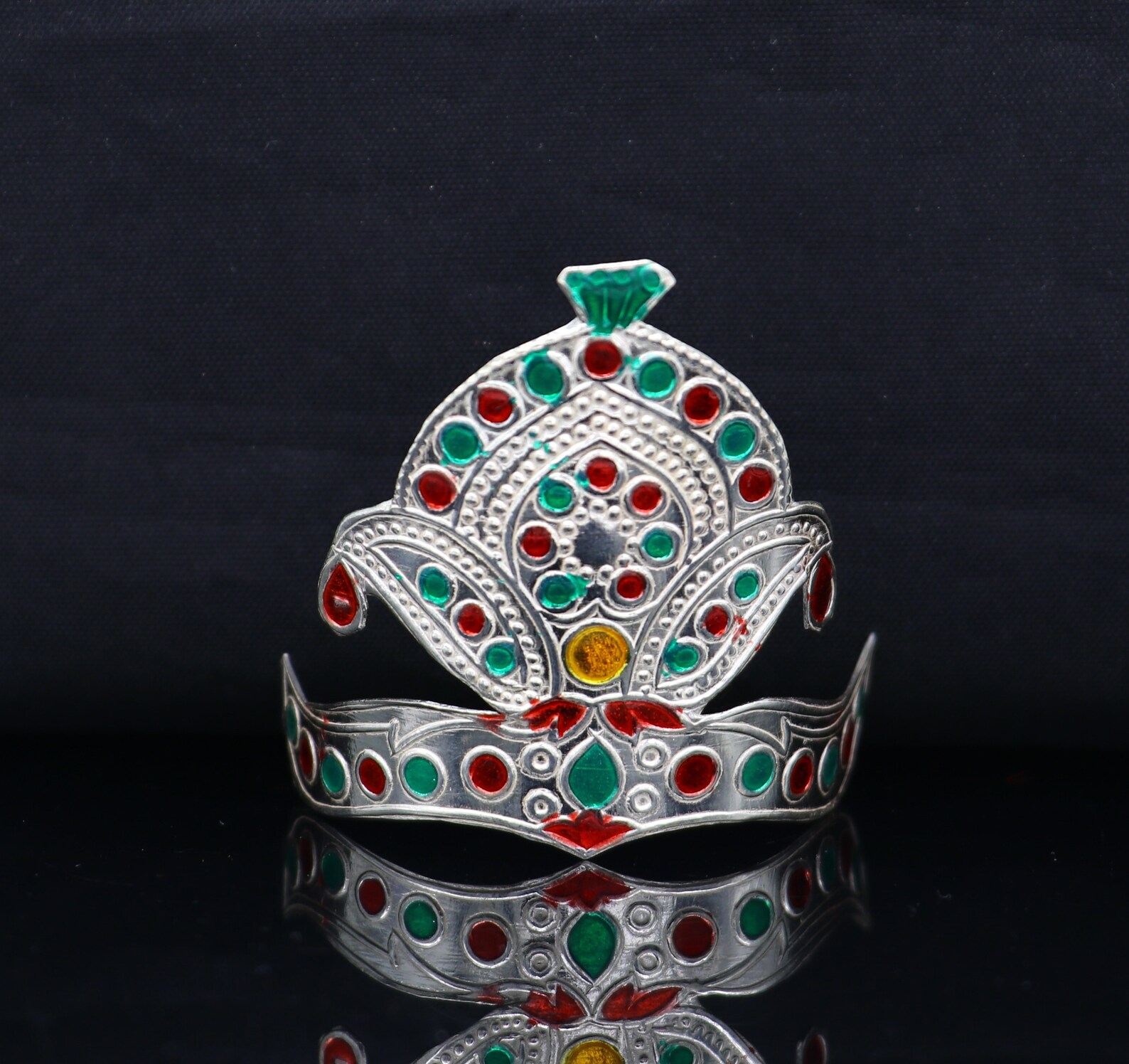 Pure 925 sterling silver vintage antique design mukut crown | Etsy