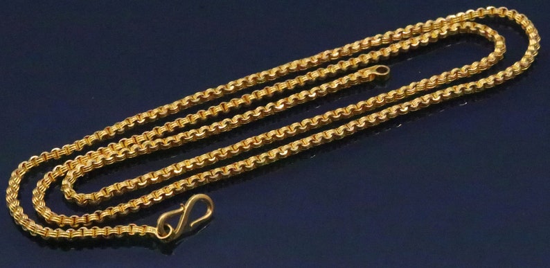 Solid 22karat Yellow Gold Handmade Amazing Rolo Link Chain | Etsy
