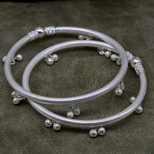 Sterling Silver Handmade Gorgeous Foot Bangle Bracelet Kada, Excellent ...