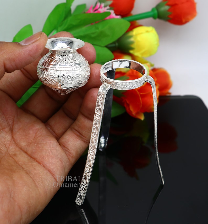 925 Sterling Silver Lord Shiva Lingam Stand/ Jalheri, Use for Put/hold ...