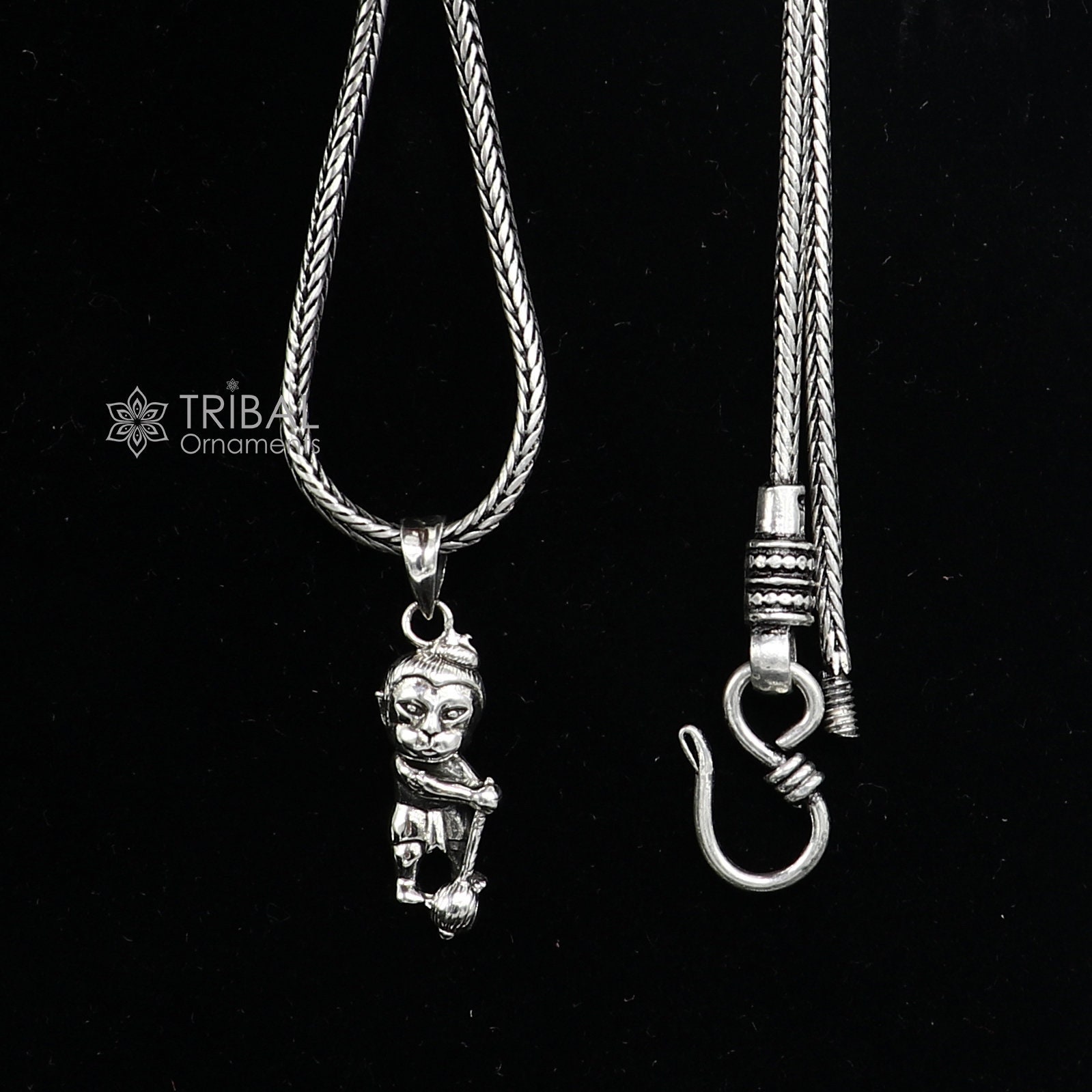 925 Pure Silver Lord BAL HANUMAN Pendant Best Gifting Pendant, Wheat ...