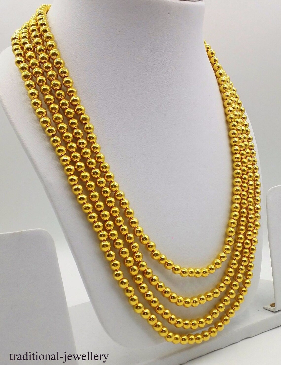 Beads Chain Wedding Gold Necklace 20k Yellow Gold Ball Chain 4 | Etsy