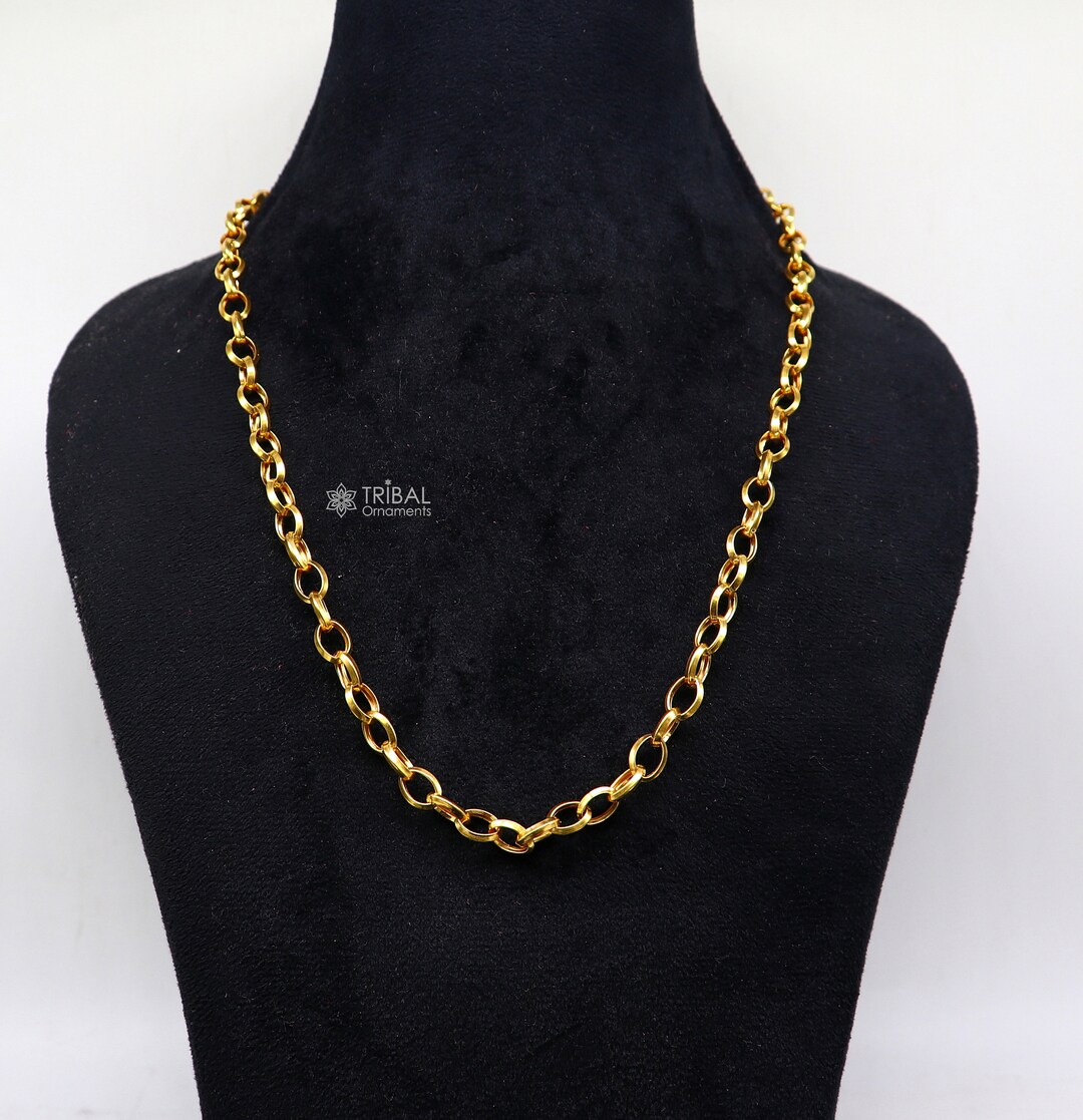 22kt Yellow Gold Handmade Fabulous Cable Rolo Chain Unisex Necklace ...