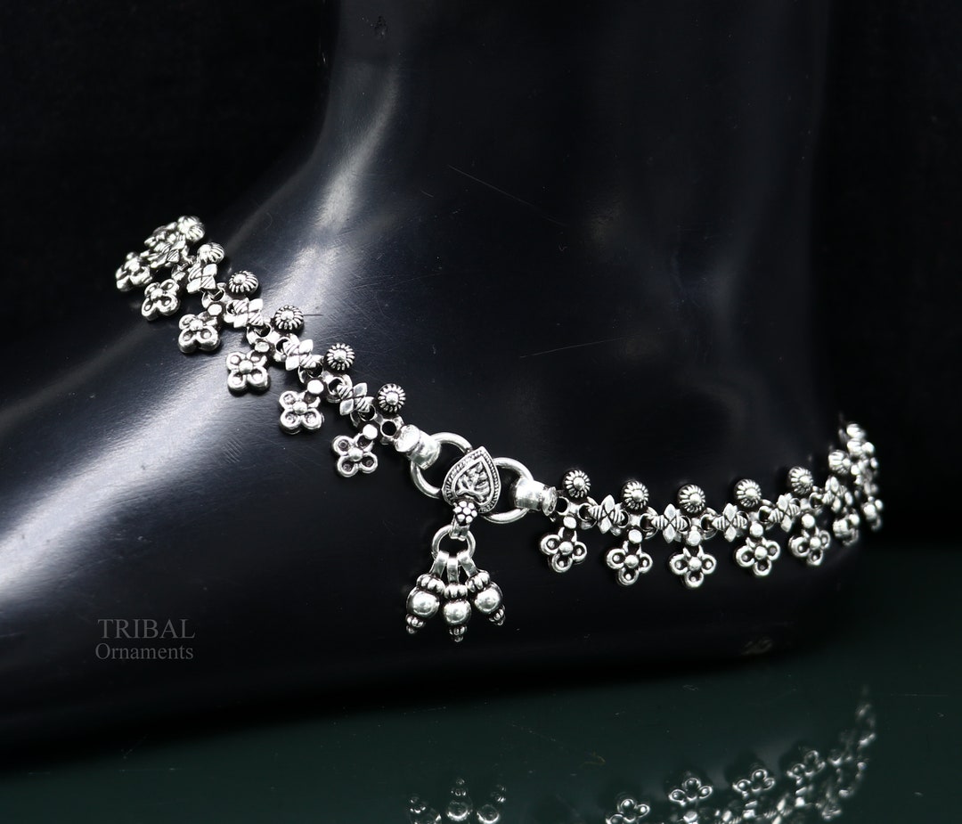 11 Inches Handcrafted 925 Solid Silver Anklet Foot Bracelet Gorgeous ...