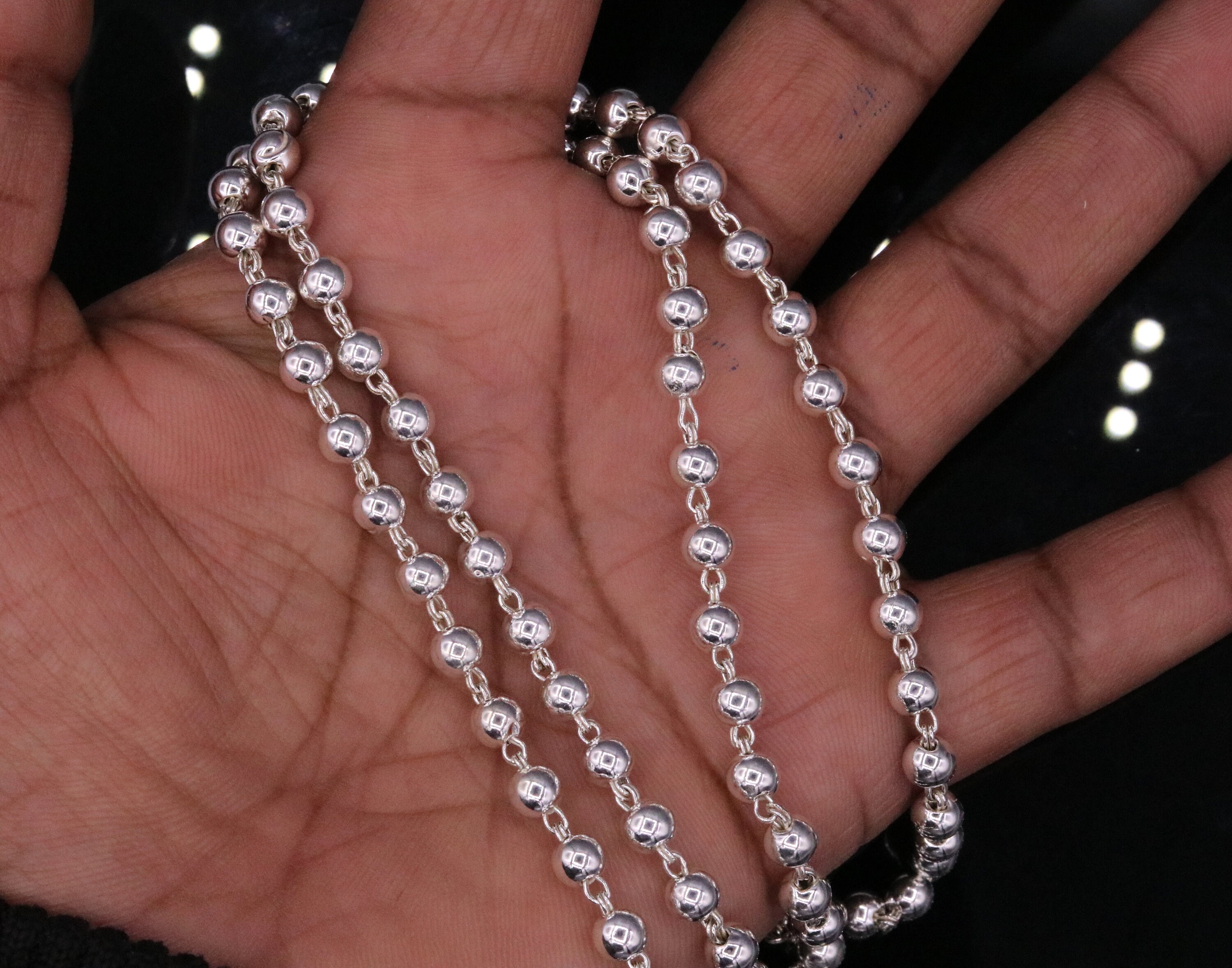 Solid Silver Handmade Fabulous Silver 109 Beads Chain Necklace | Etsy