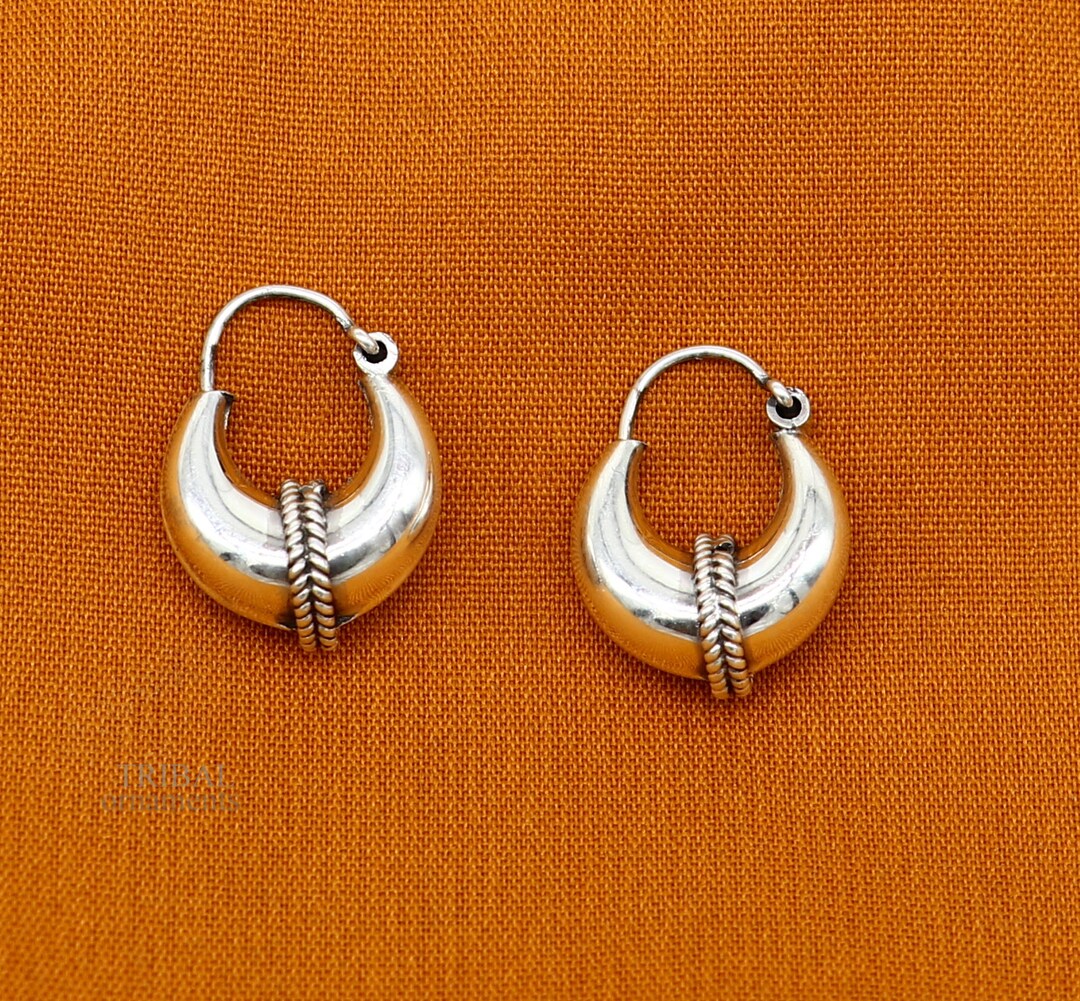 Vintage Design 925 Sterling Silver Fabulous Hoops Earring, Tribal ...