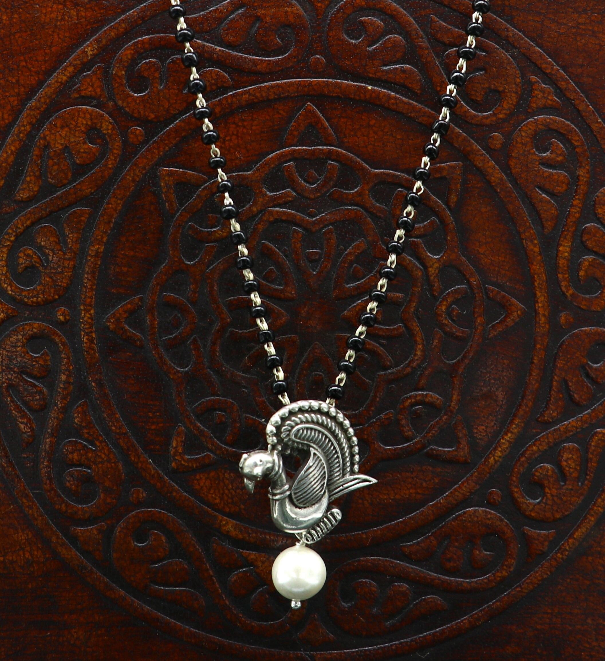 925 sterling silver black beads chain necklace gorgeous small | Etsy