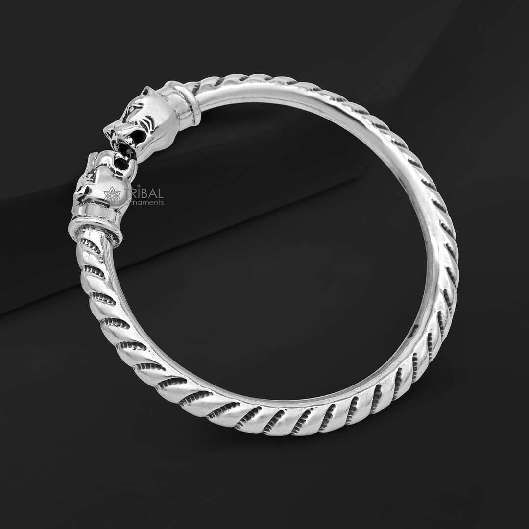 925 Sterling Silver Fabulous Lion Face Stylish Attractive Kada Bangle ...