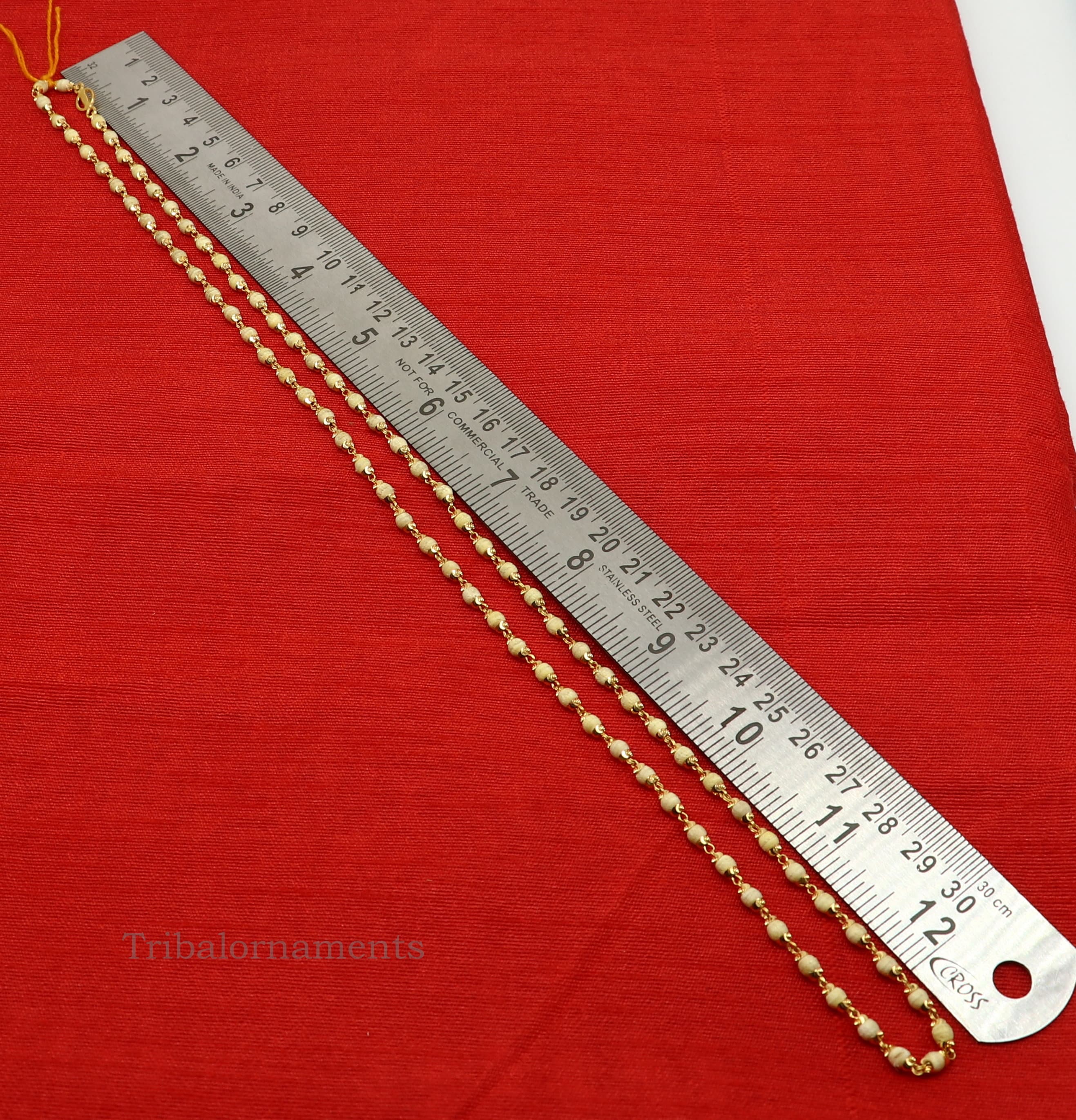 22kt Yellow Gold 3mm Basil Rosary(tulsi) Chain Necklace, Gorgeous ...