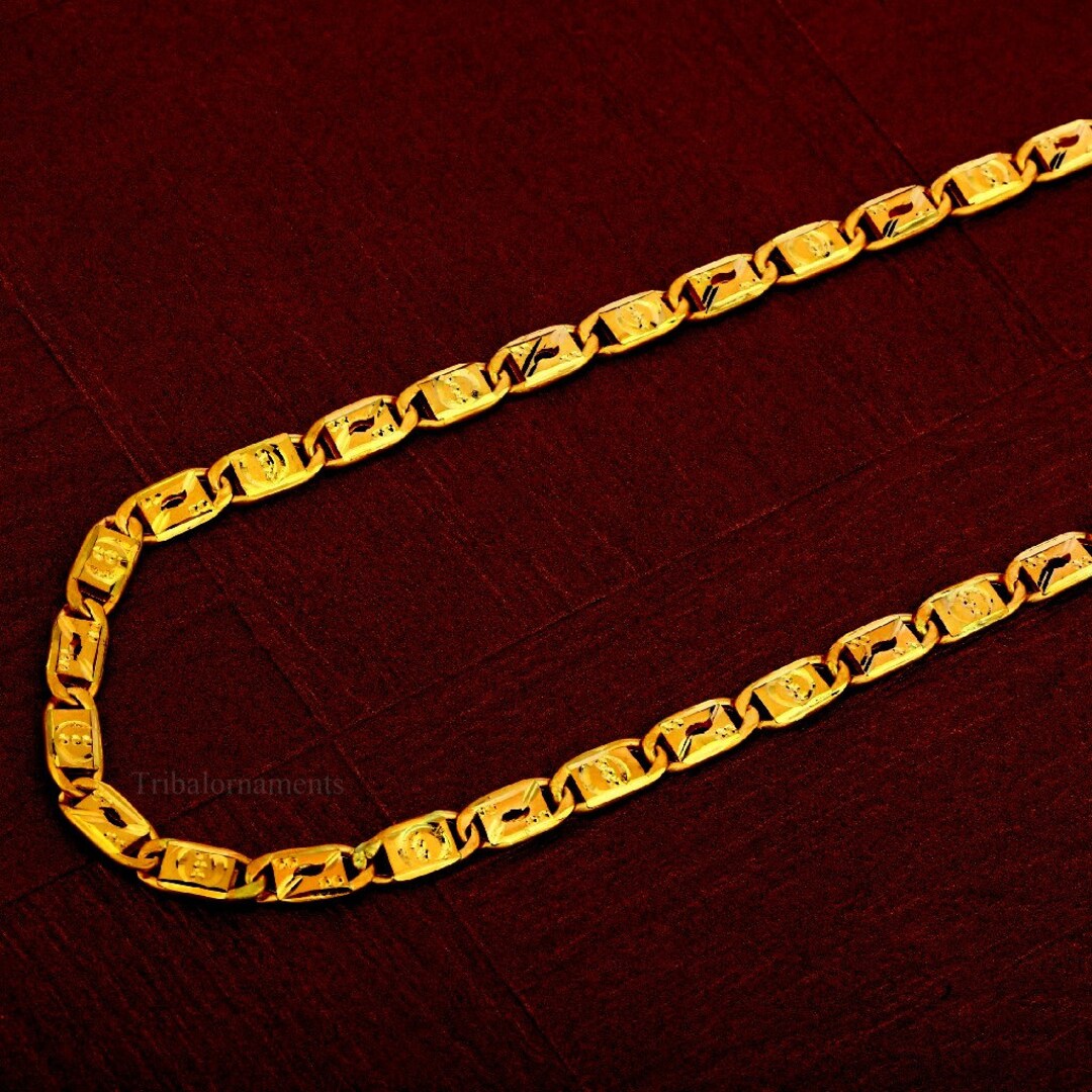 All Size 22kt Yellow Gold Men's Navabi Chain Necklace, Customized Bar ...