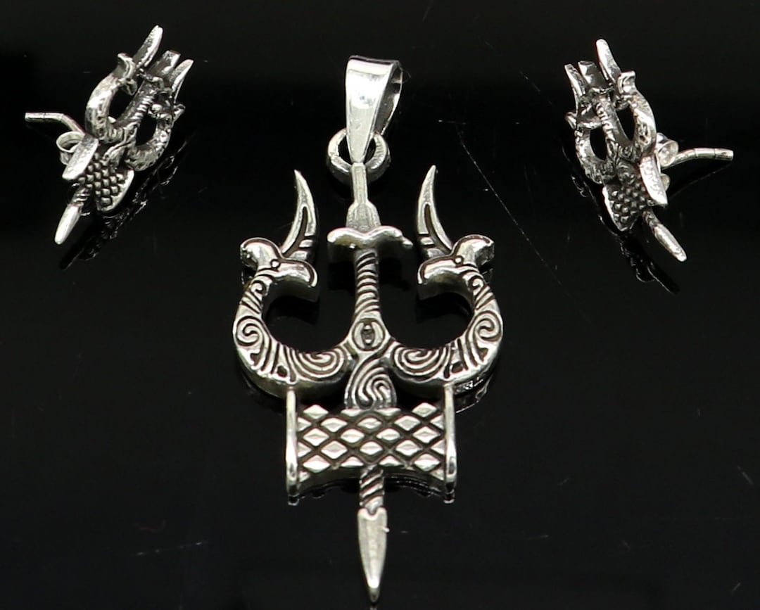 925 Pure Silver Handmade Idol Shiva Trident Trishul Shape Designer ...