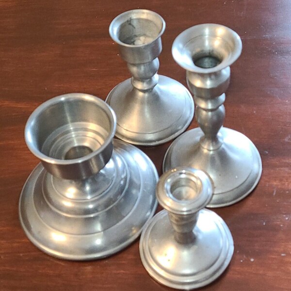 Pewter Candlesticks - Etsy