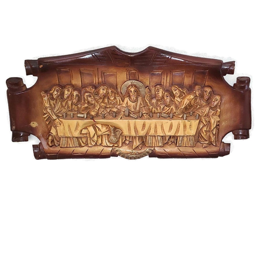 Hand-carved Last Supper Wood Wall Art - Vintage Christian Religious ...
