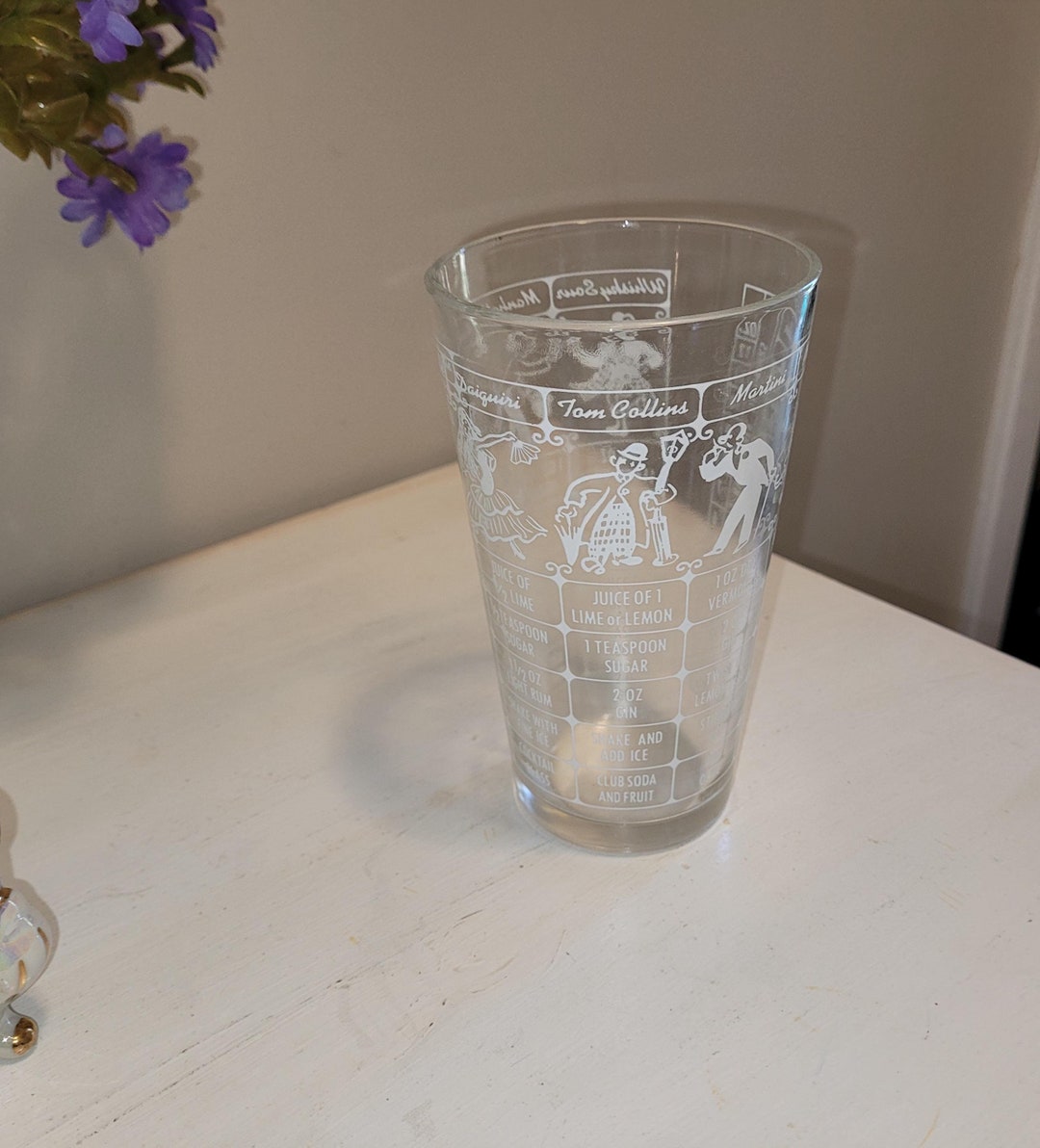 Bar Vintage Drink Recipe Glass Great Addition to Home Bar or Give as a ...