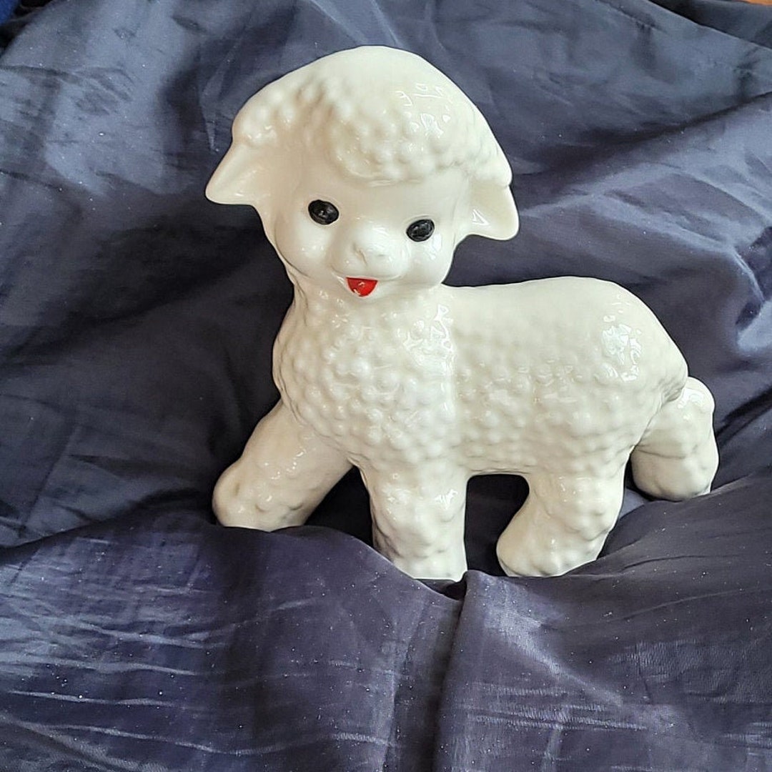 Easter Lamb Figurine Cute Lamb Ceramic 1970s Retro Sheep Spring Decor ...