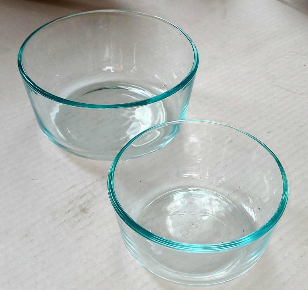 Vintage Blue Tinted Pyrex Mixing Bowls - Retro Usa-made Glass Serving ...