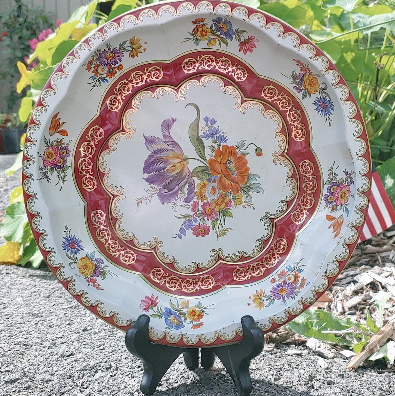 Round Tin Tray / Daher Decorated Tinware / Floral Pattern Tin / Pretty ...