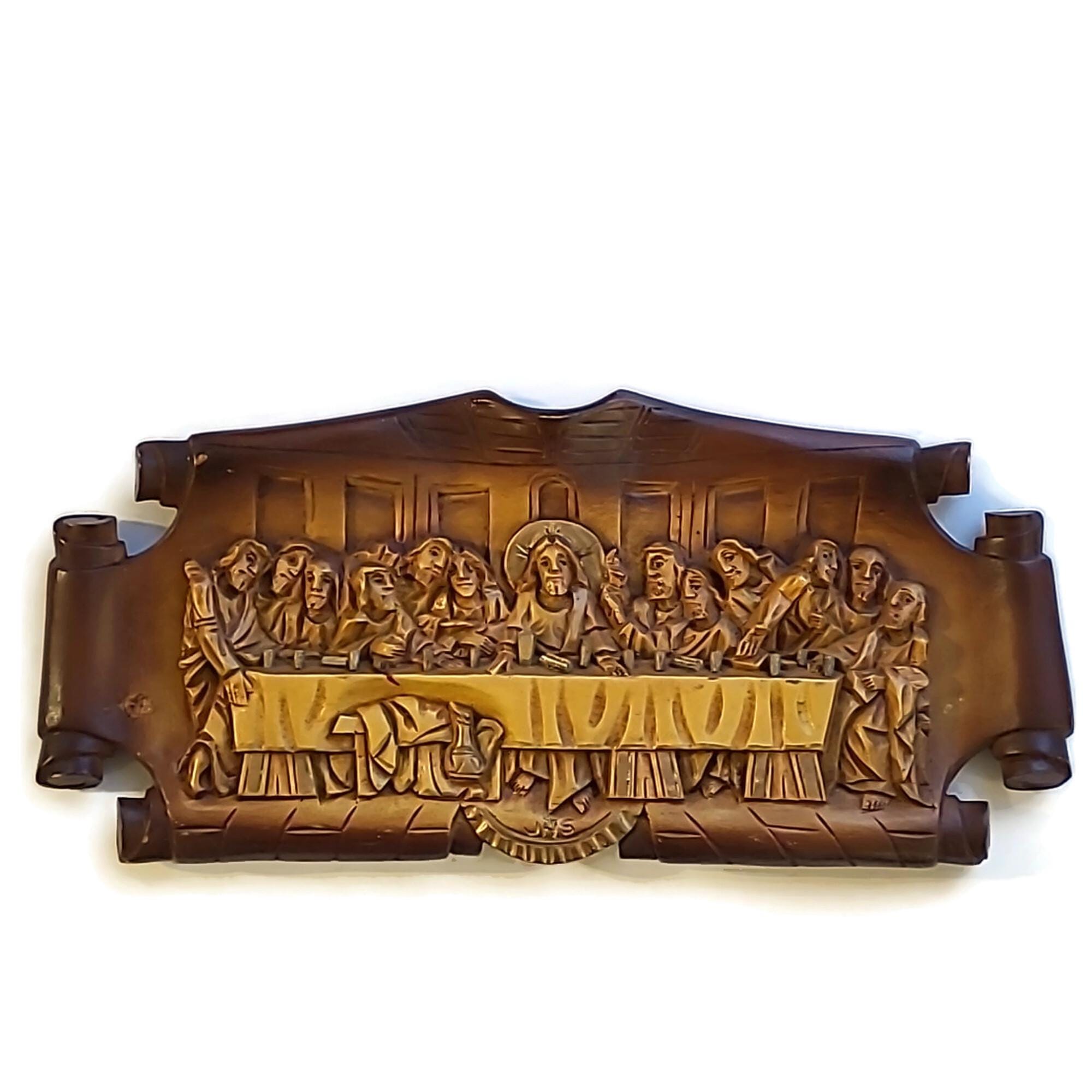 Hand-carved Last Supper Wood Wall Art - Vintage Christian Religious ...