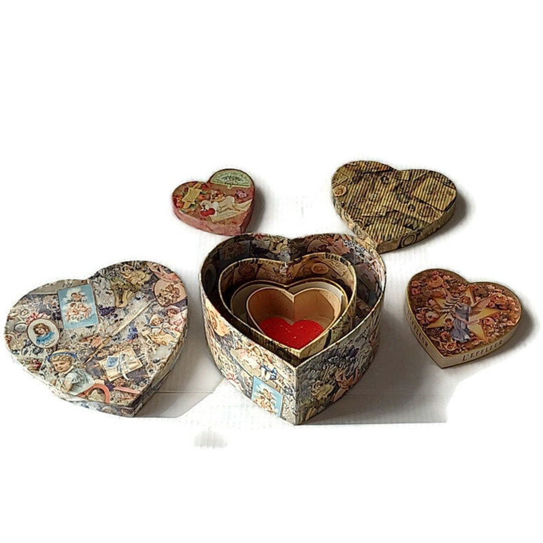 Valentine's Day Gift Box Vintage Heart-shaped Nesting Boxes Measures ...