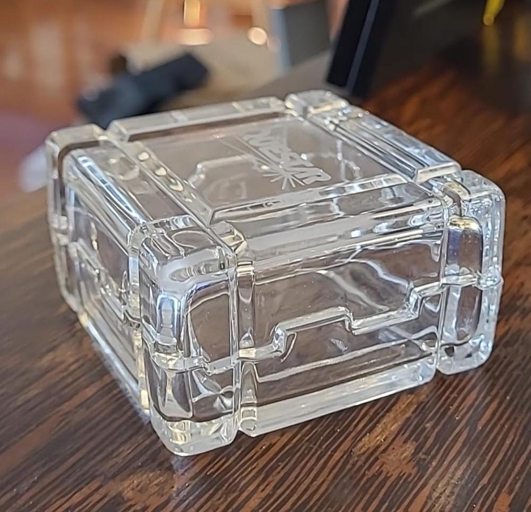 Vintage Questar Etched Lead Crystal Trinket Box With Separate Lid by ...