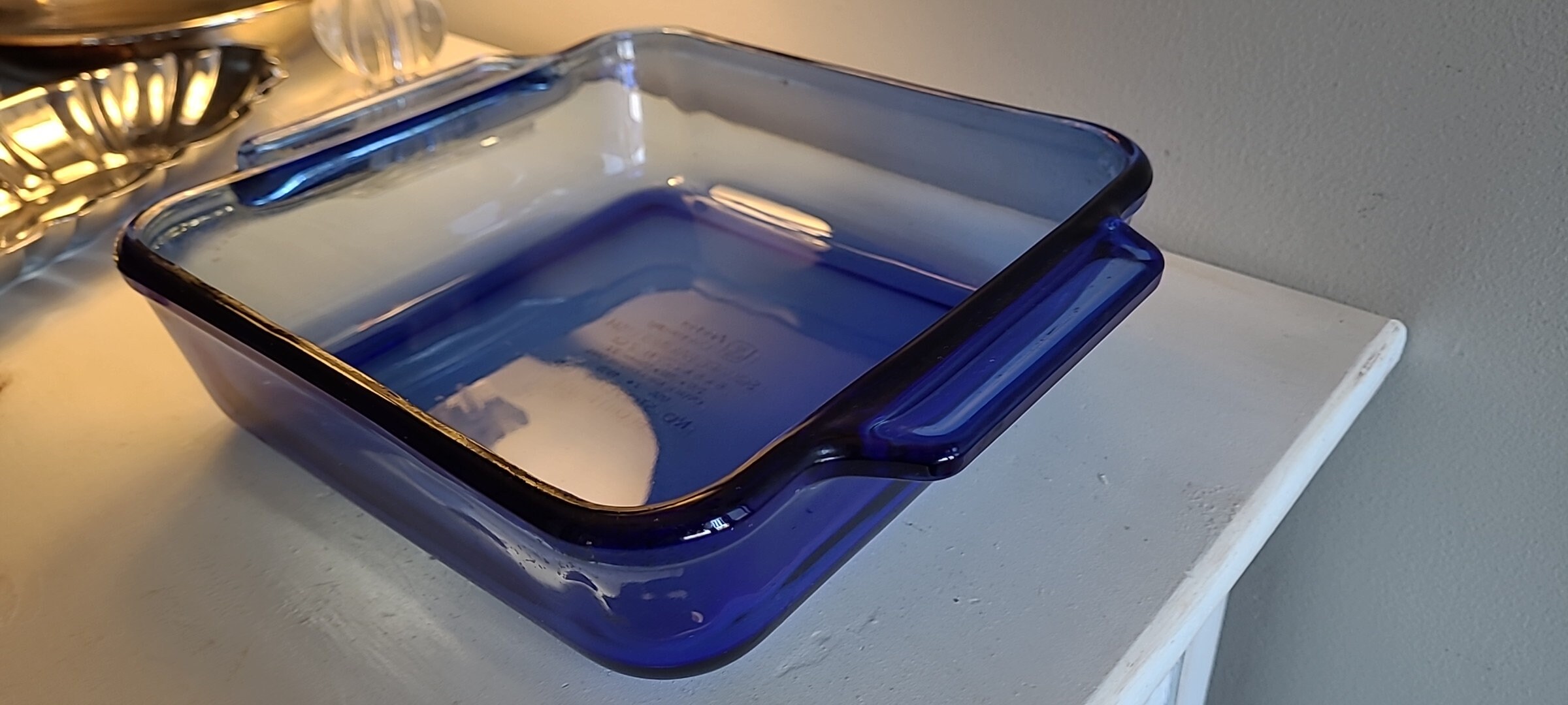Blue Glass Baking Pan Anchor Ovenware 8x8 Square 2 Qt Baking Pan Made ...