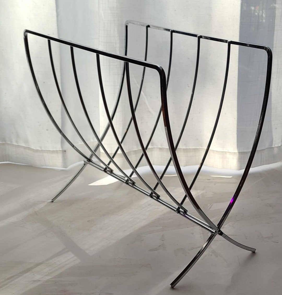 Vintage Mid-century Modern Chrome Wire Folding Magazine Rack ...