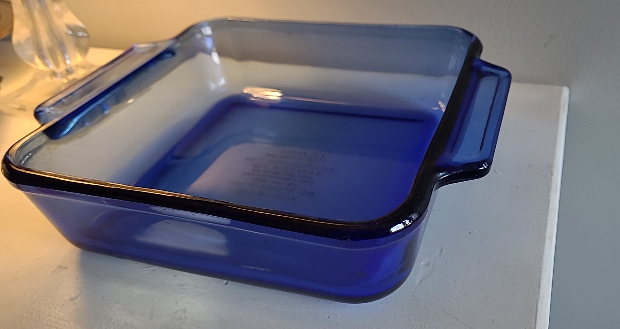 Blue Glass Baking Pan Anchor Ovenware 8x8 Square 2 Qt Baking Pan Made ...