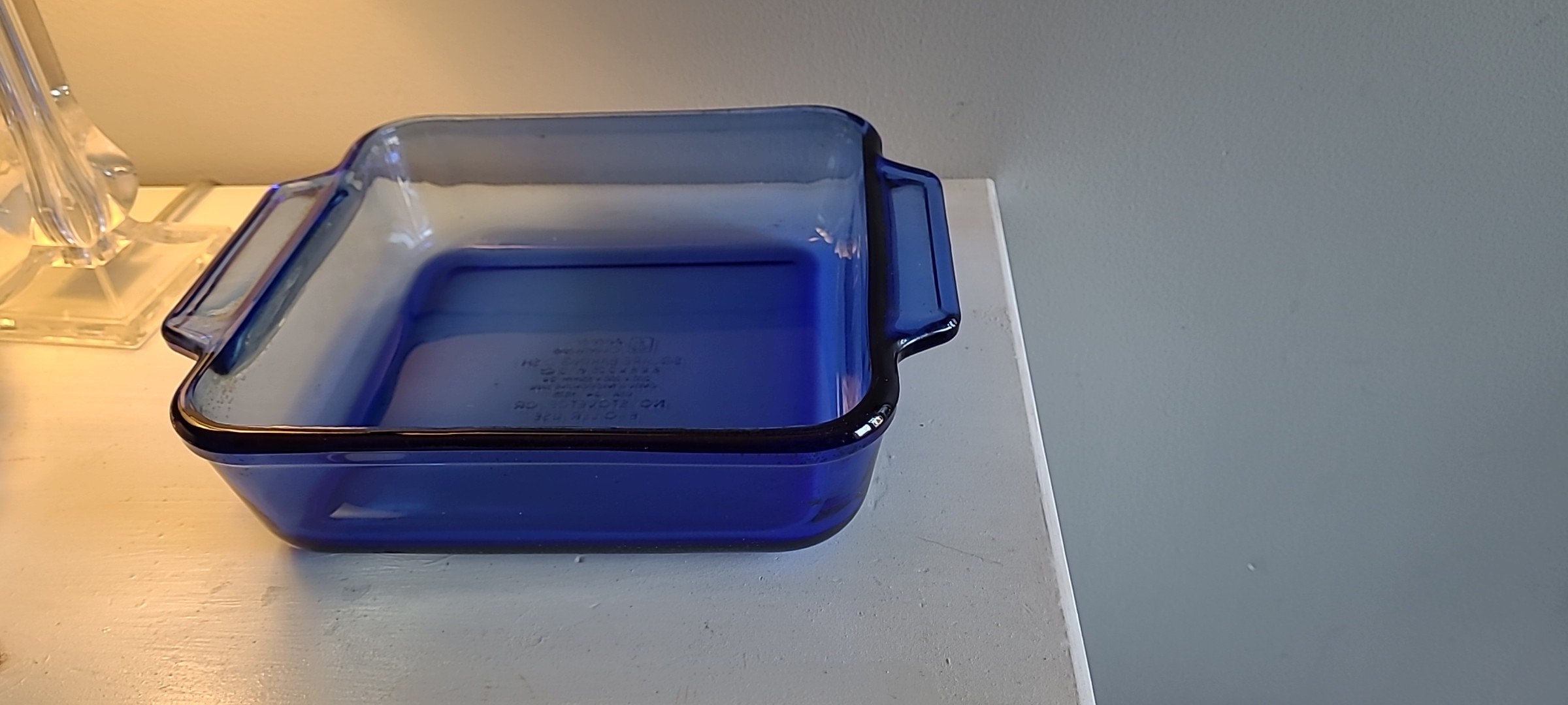 Blue Glass Baking Pan Anchor Ovenware 8x8 Square 2 Qt Baking Pan Made ...